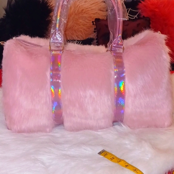 Dolls Kill | Bags | Dollskill Pink Shaggy Fur Beautiful Weekender With ...